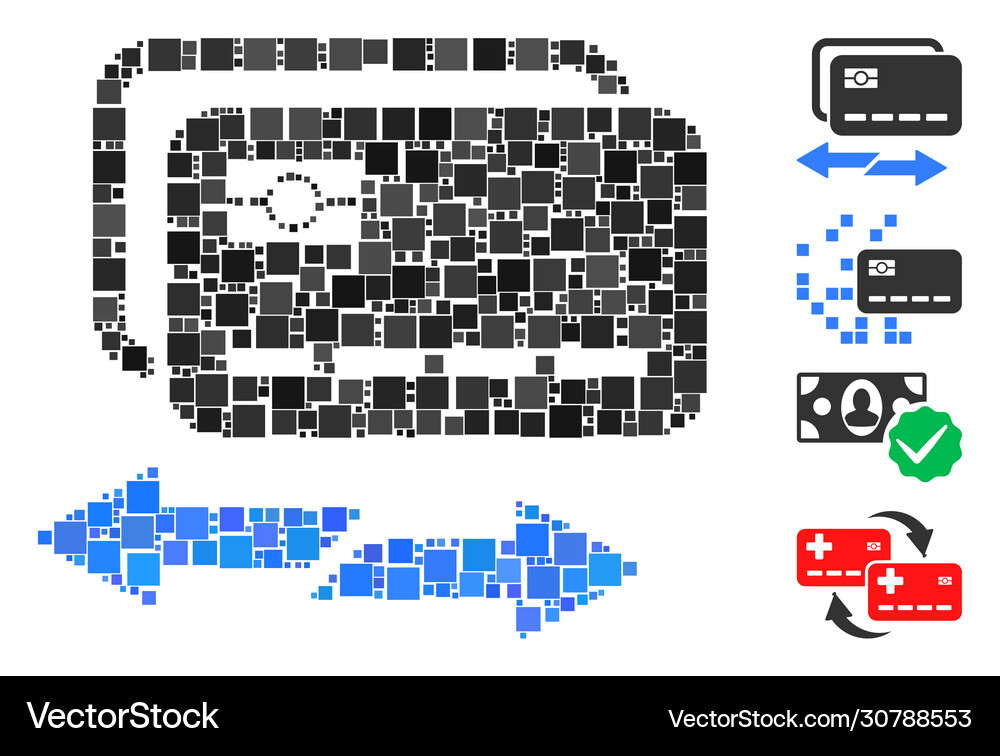 Square credit card exchange icon collage Vector Image