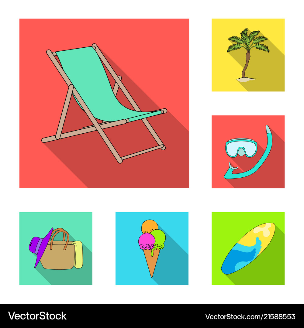 Summer rest flat icons in set collection Vector Image