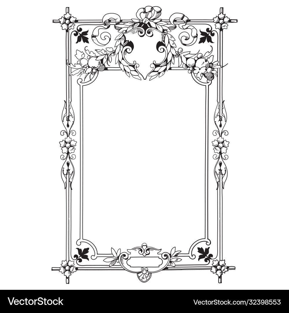 Vintage engraving style floral frame Royalty Free Vector