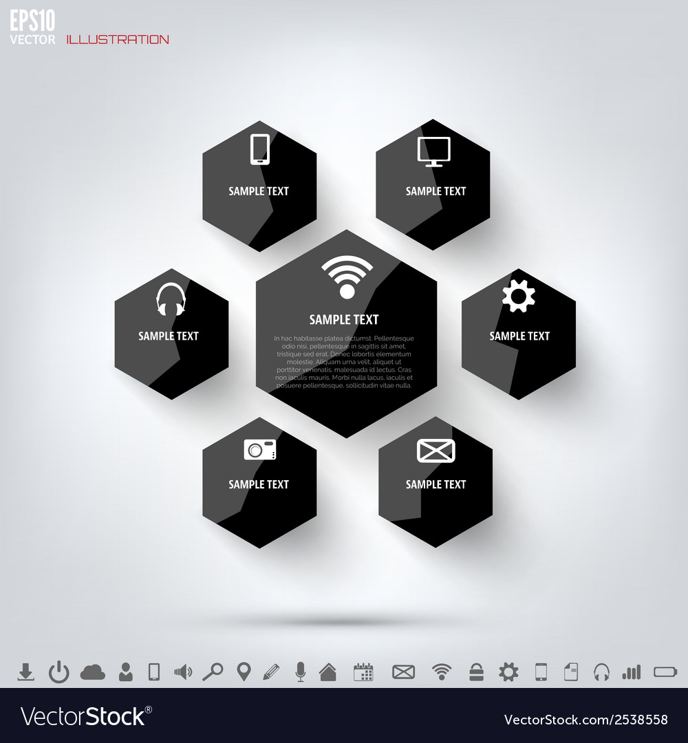 Black cloud computing background with web icons Vector Image