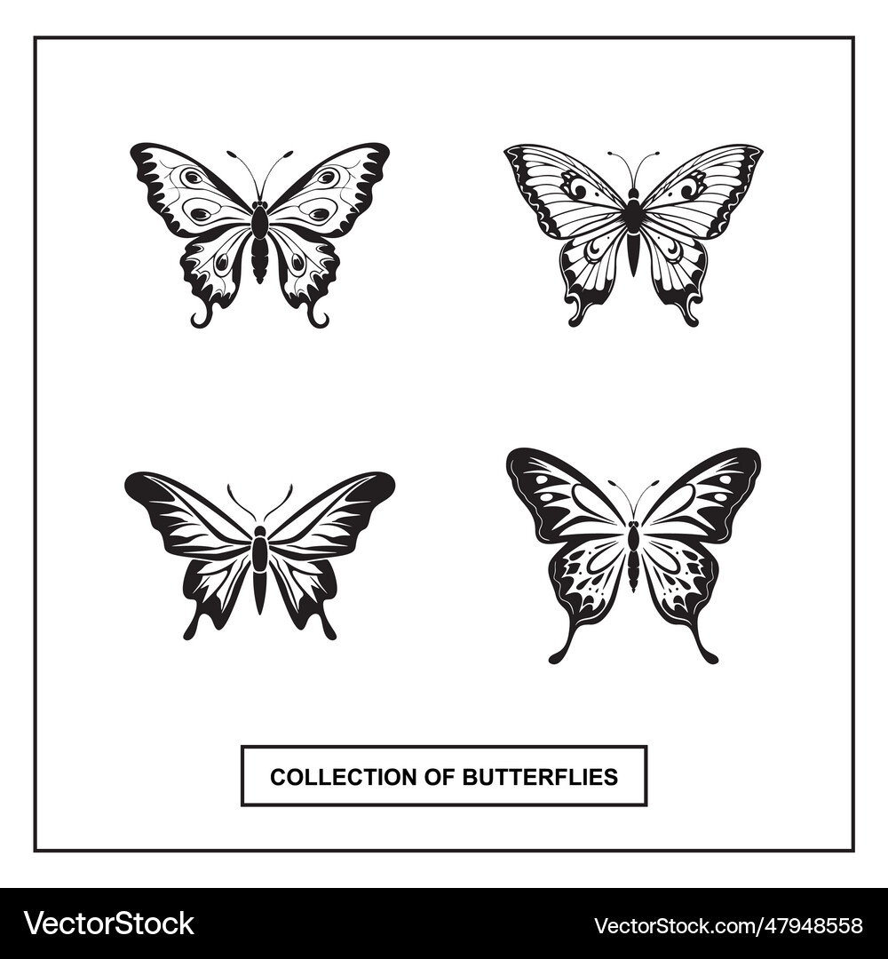Butterfly icon moth symbol set flying insect Vector Image