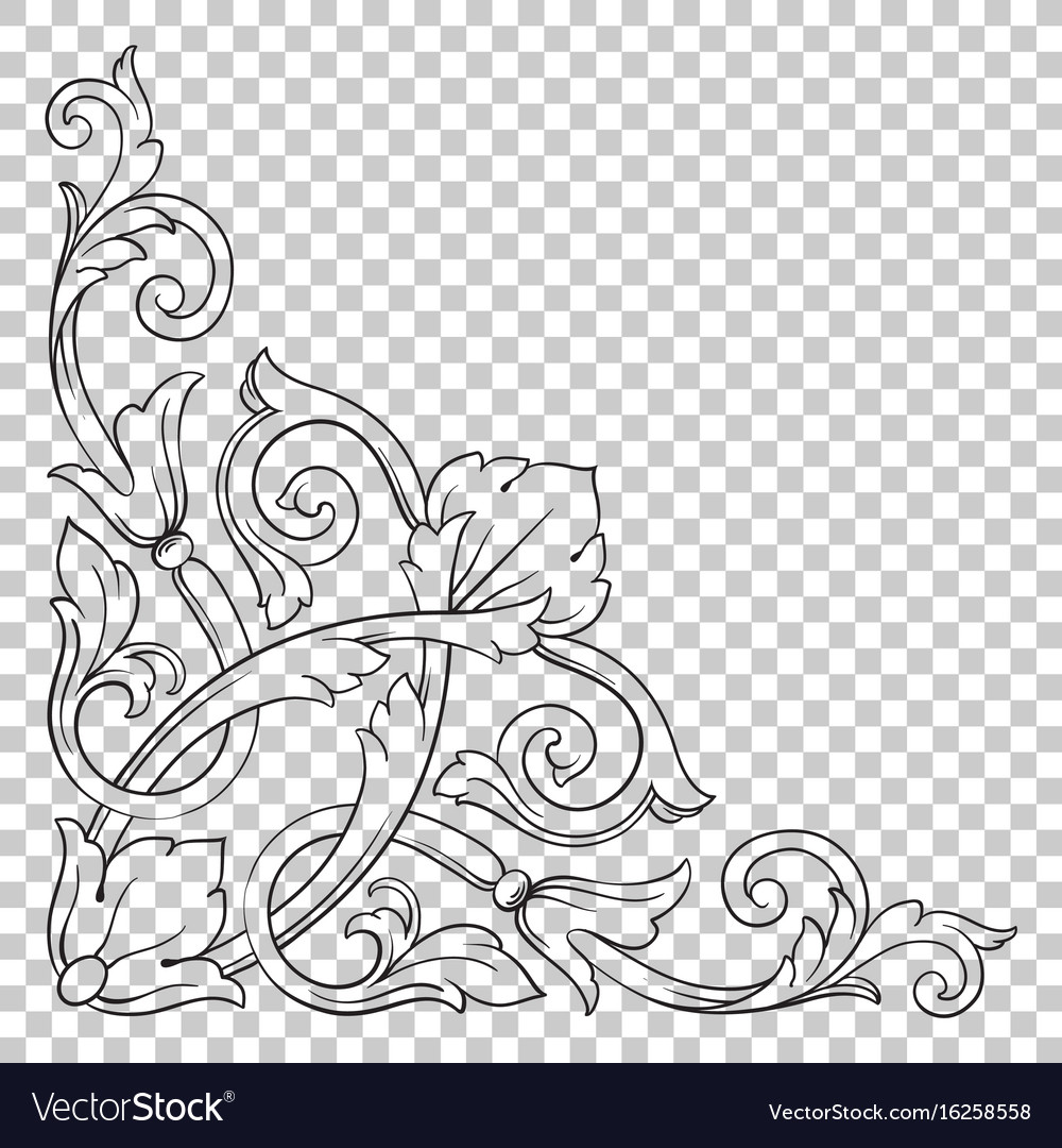 Corner Baroque Ornament Decoration Element Vector Image