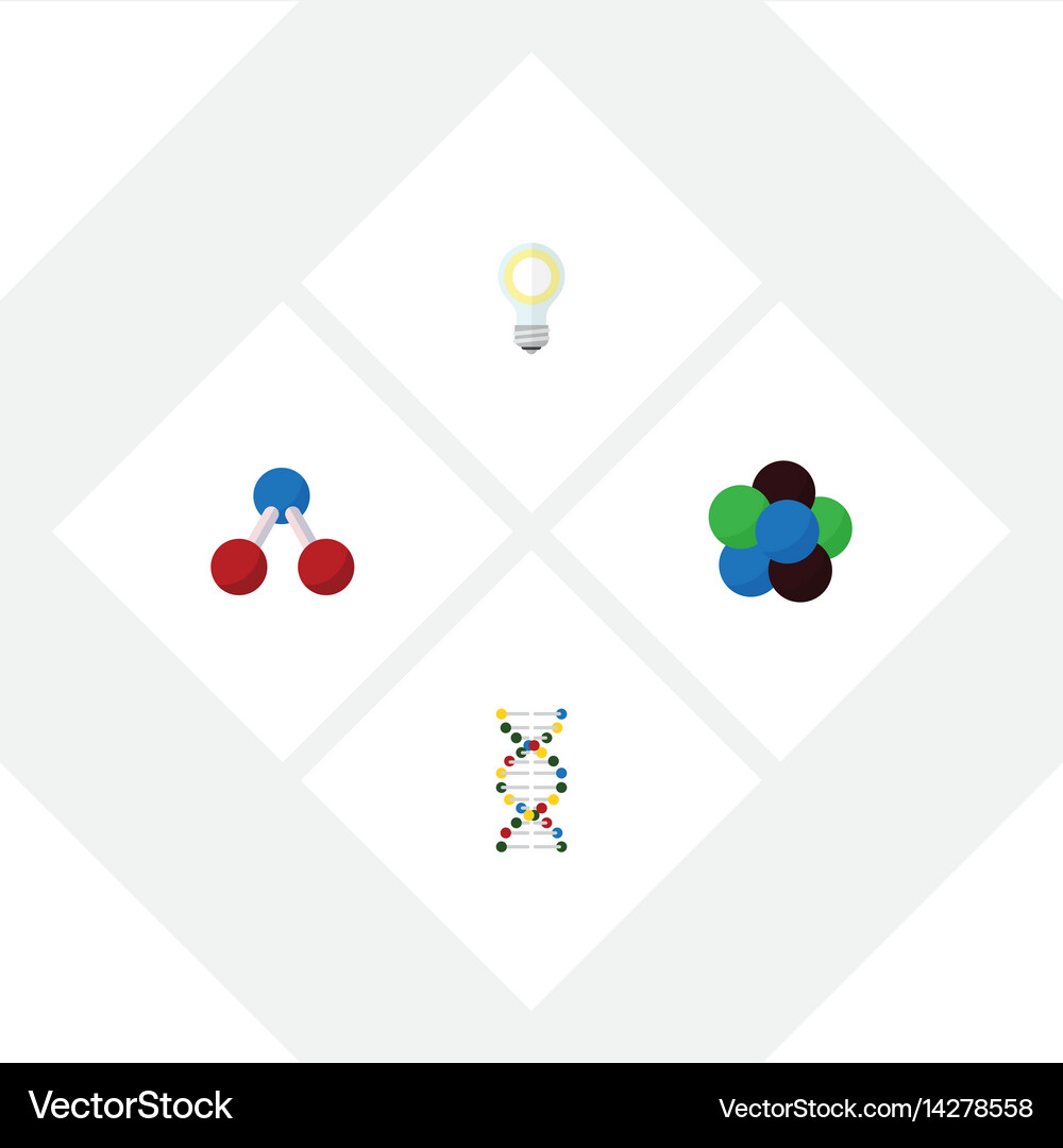 Flat science set of lightbulb nuclear proton and Vector Image