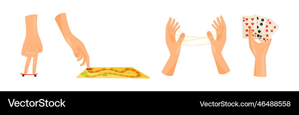 Human hand playing different game with toys Vector Image
