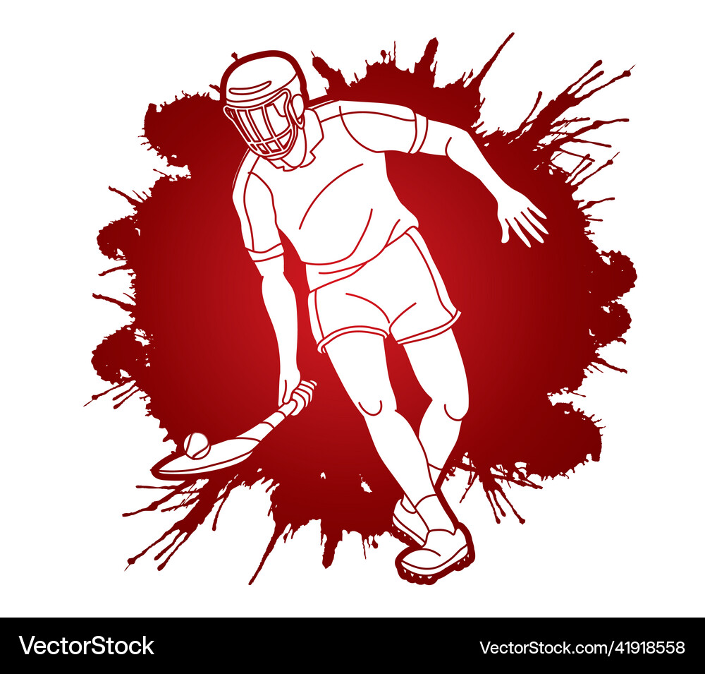 Hurling player action cartoon graphic Royalty Free Vector