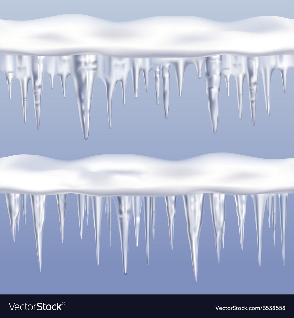 Icicles tileable borders set Royalty Free Vector Image