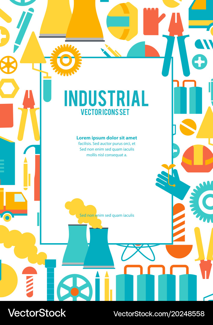Industrial icons set poster Royalty Free Vector Image