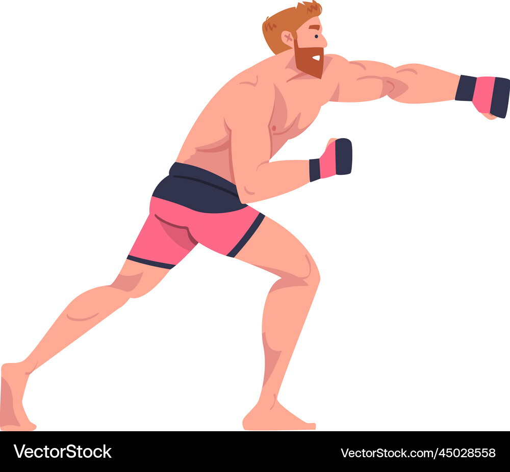 Mixed martial arts with bearded man fighter in Vector Image
