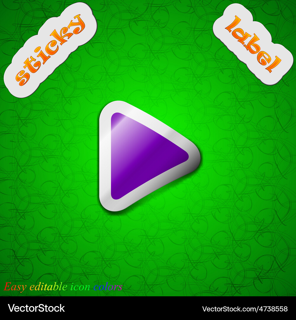 Play icon sign symbol chic colored sticky label Vector Image
