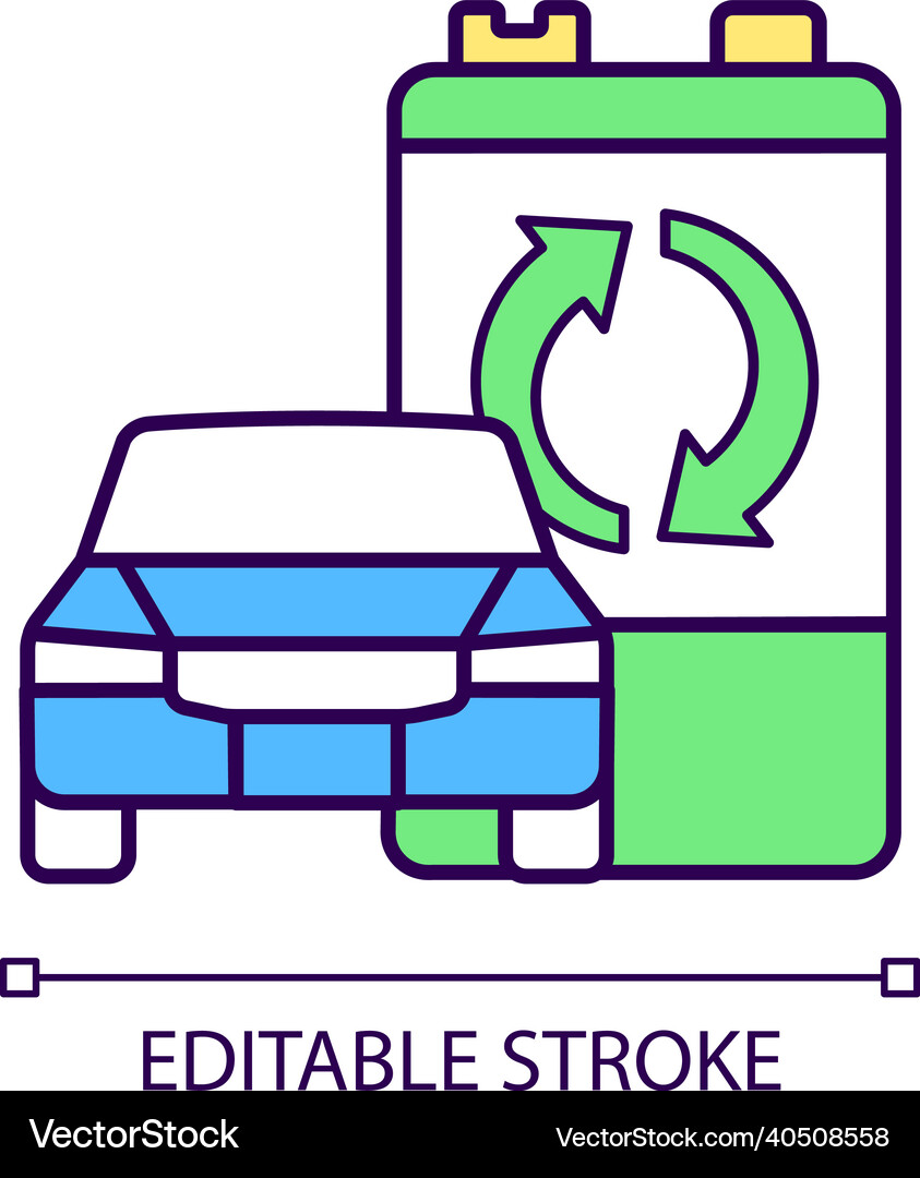 Recyclable ev battery rgb color icon Royalty Free Vector