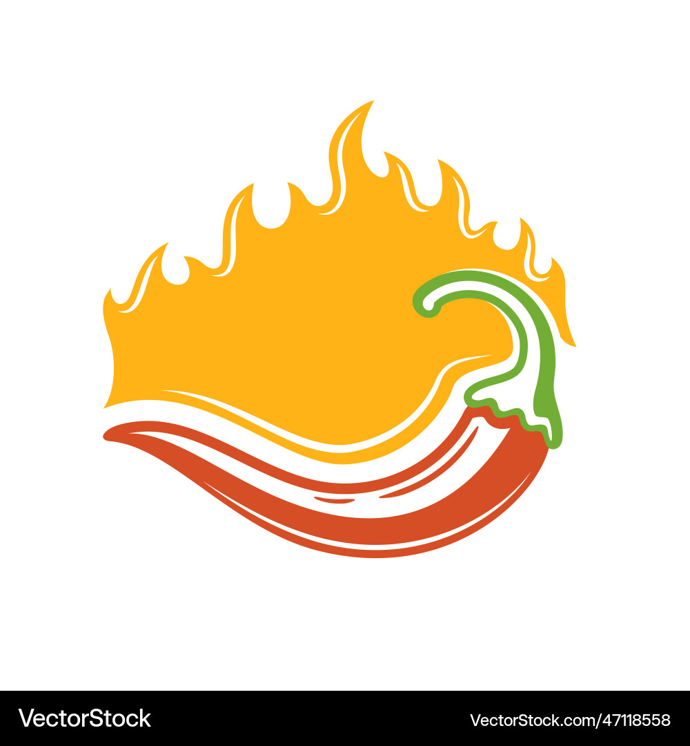 Red chili pepper and fire isolated on white Vector Image