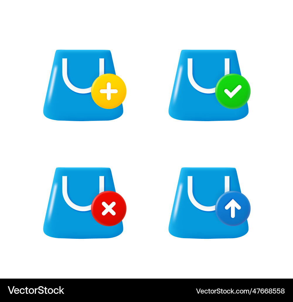 Shopping bag icon set with different pictograms Vector Image