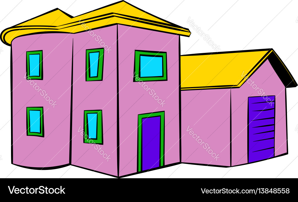 Two-storey house icon cartoon Royalty Free Vector Image
