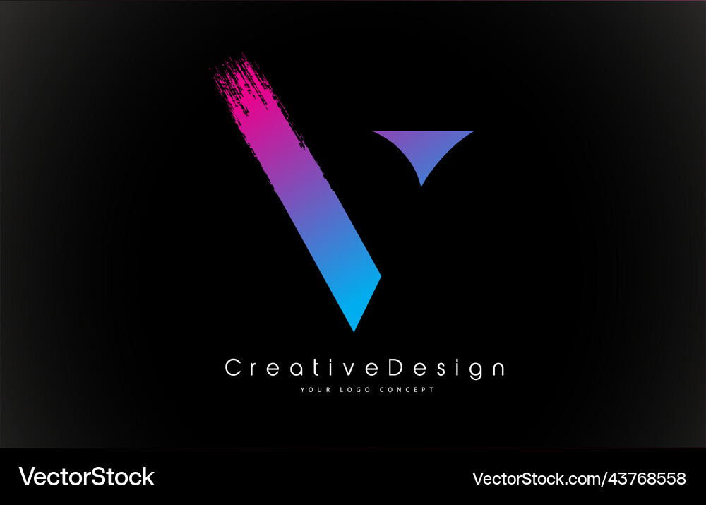 V letter logo design with creative pink purple Vector Image