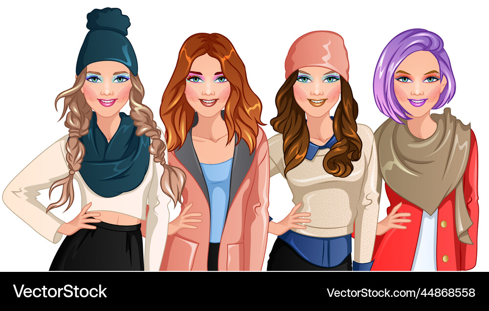 Winter eyes female character set Royalty Free Vector Image