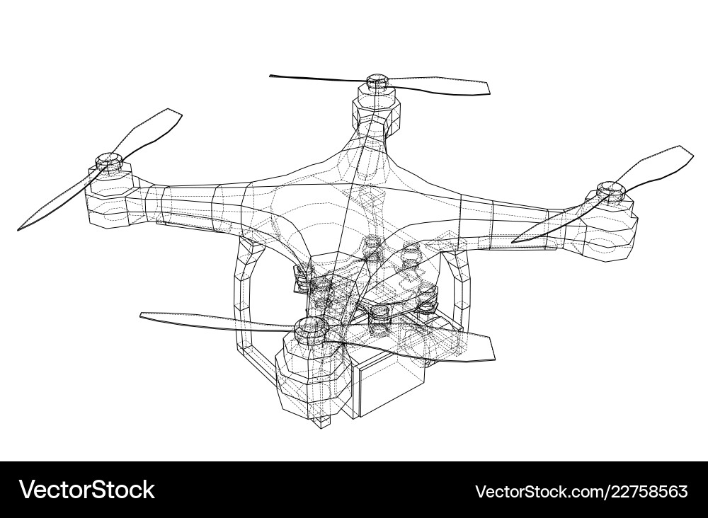 Drone concept rendering 3d Royalty Free Vector Image