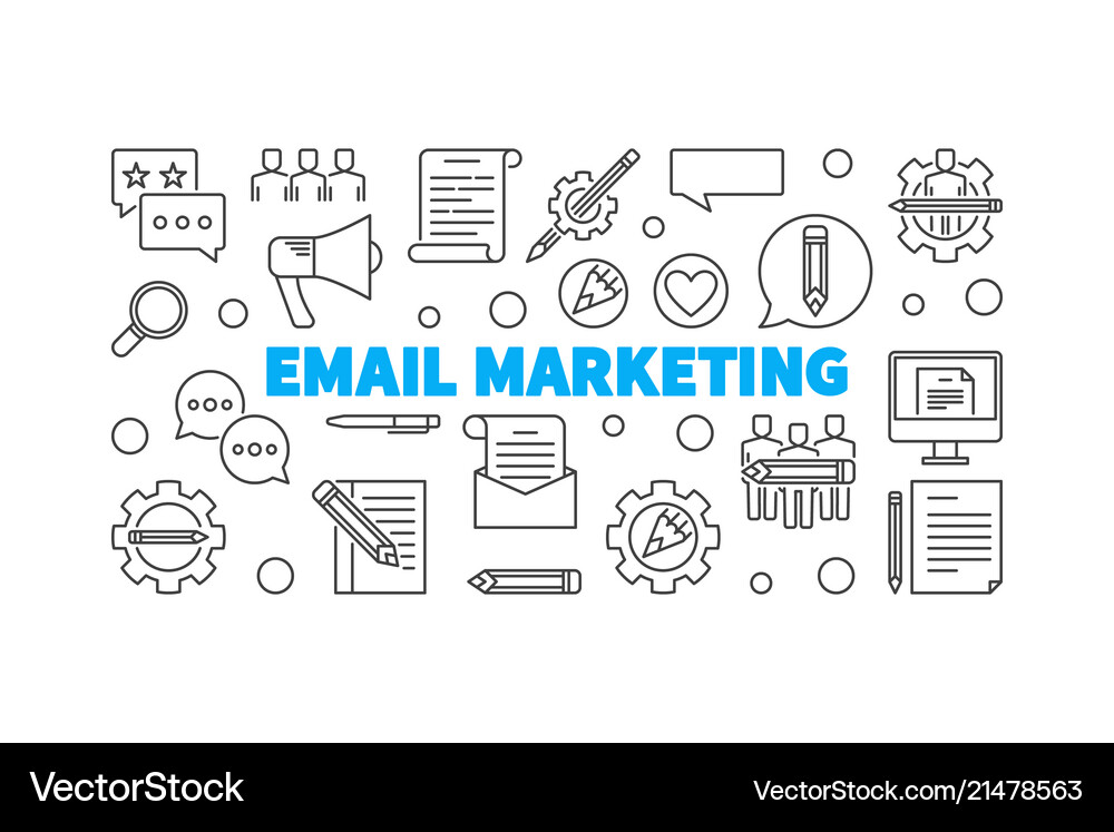 Email marketing concept horizontal outline Vector Image