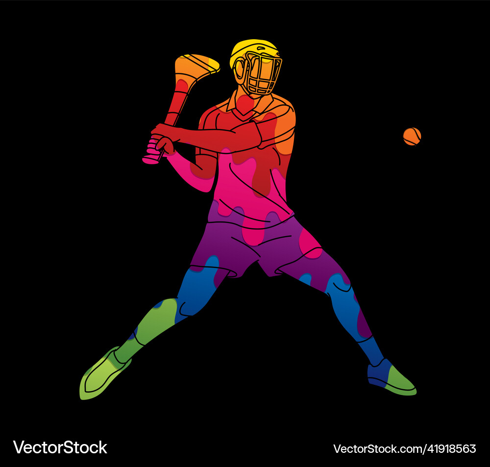 Hurling player action cartoon graphic Royalty Free Vector