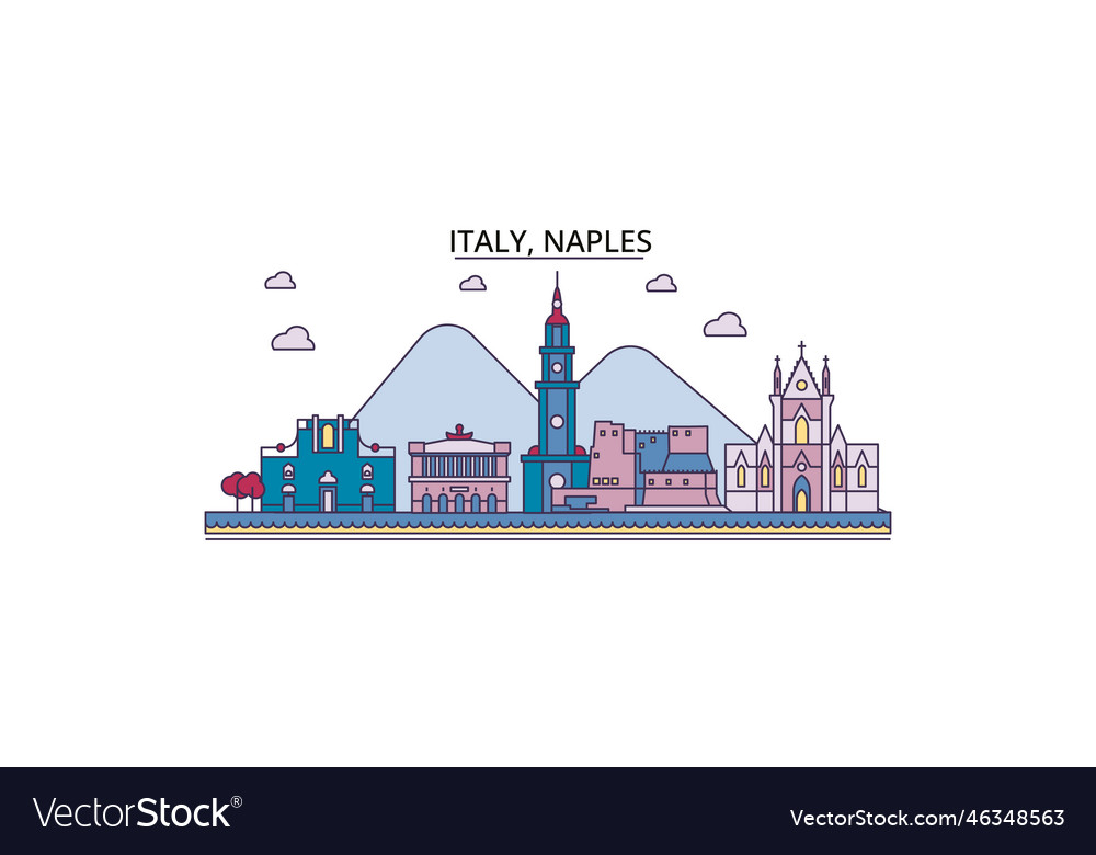 Italy naples tourism landmarks city Royalty Free Vector