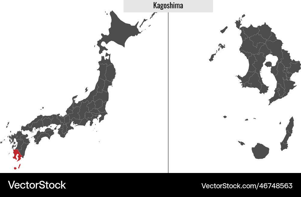 Map of kagoshima prefecture japan Royalty Free Vector Image