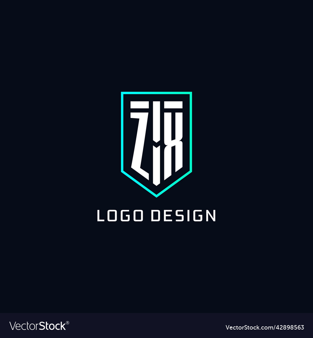 Monogram zx logo shield shape geometric style Vector Image