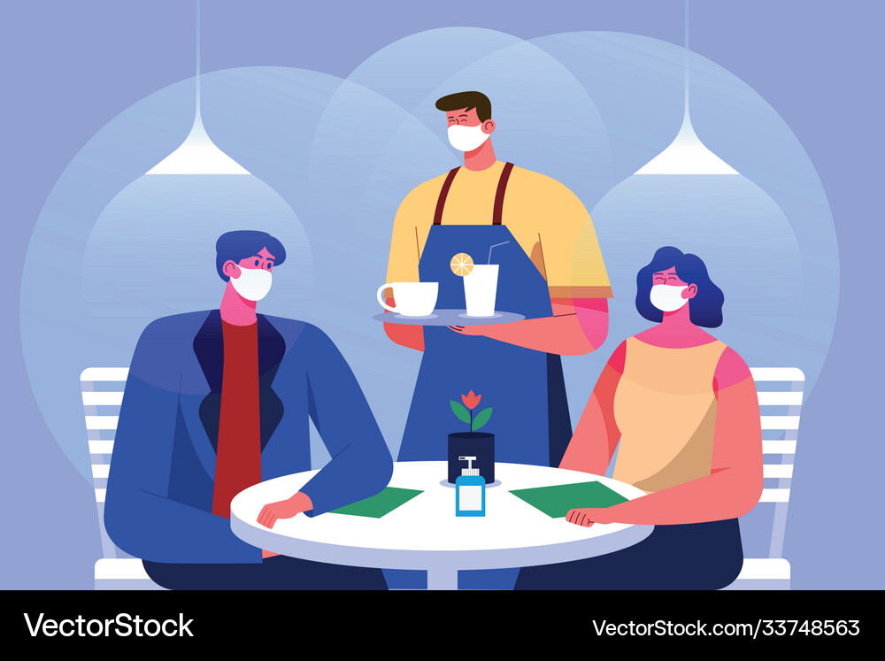 New normal life in social distancing during Vector Image