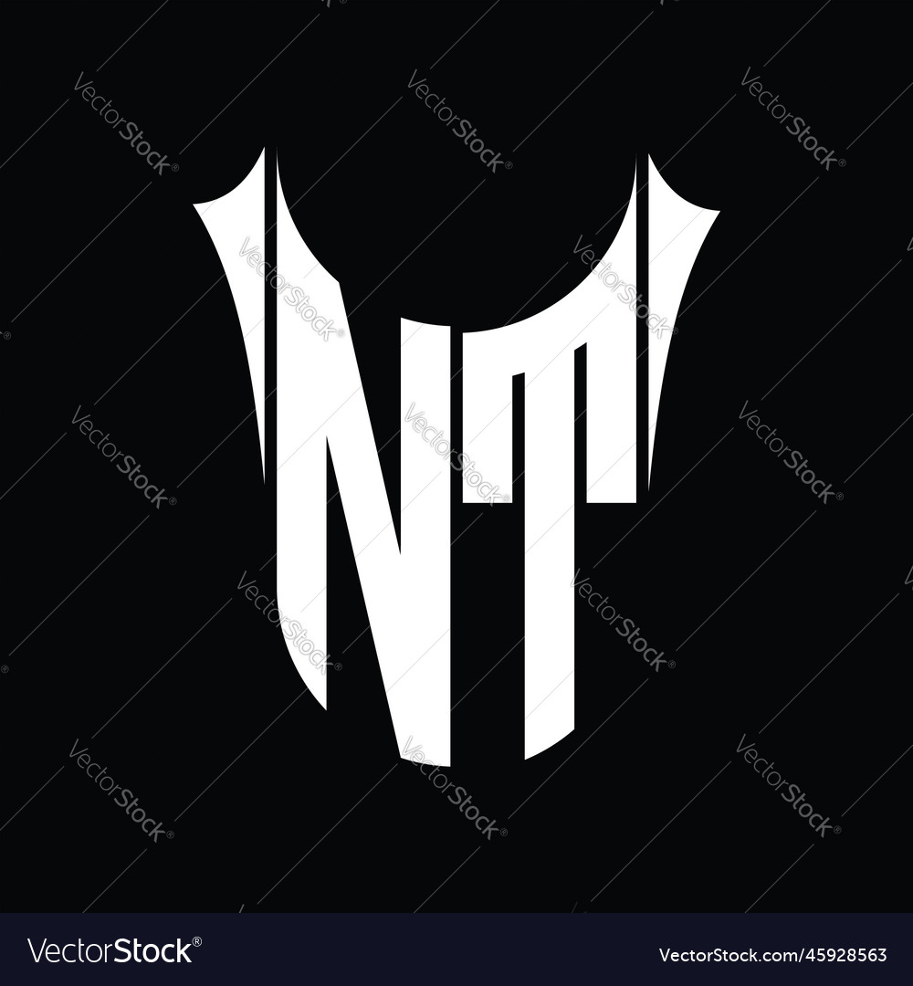 Nt logo monogram shield sharp half round shape Vector Image