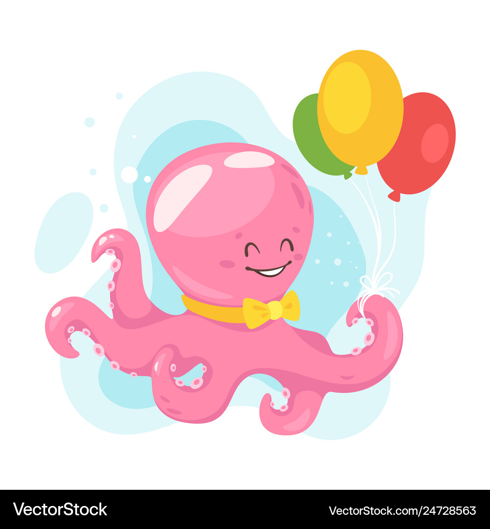 Octopus cartoon style baby character Royalty Free Vector