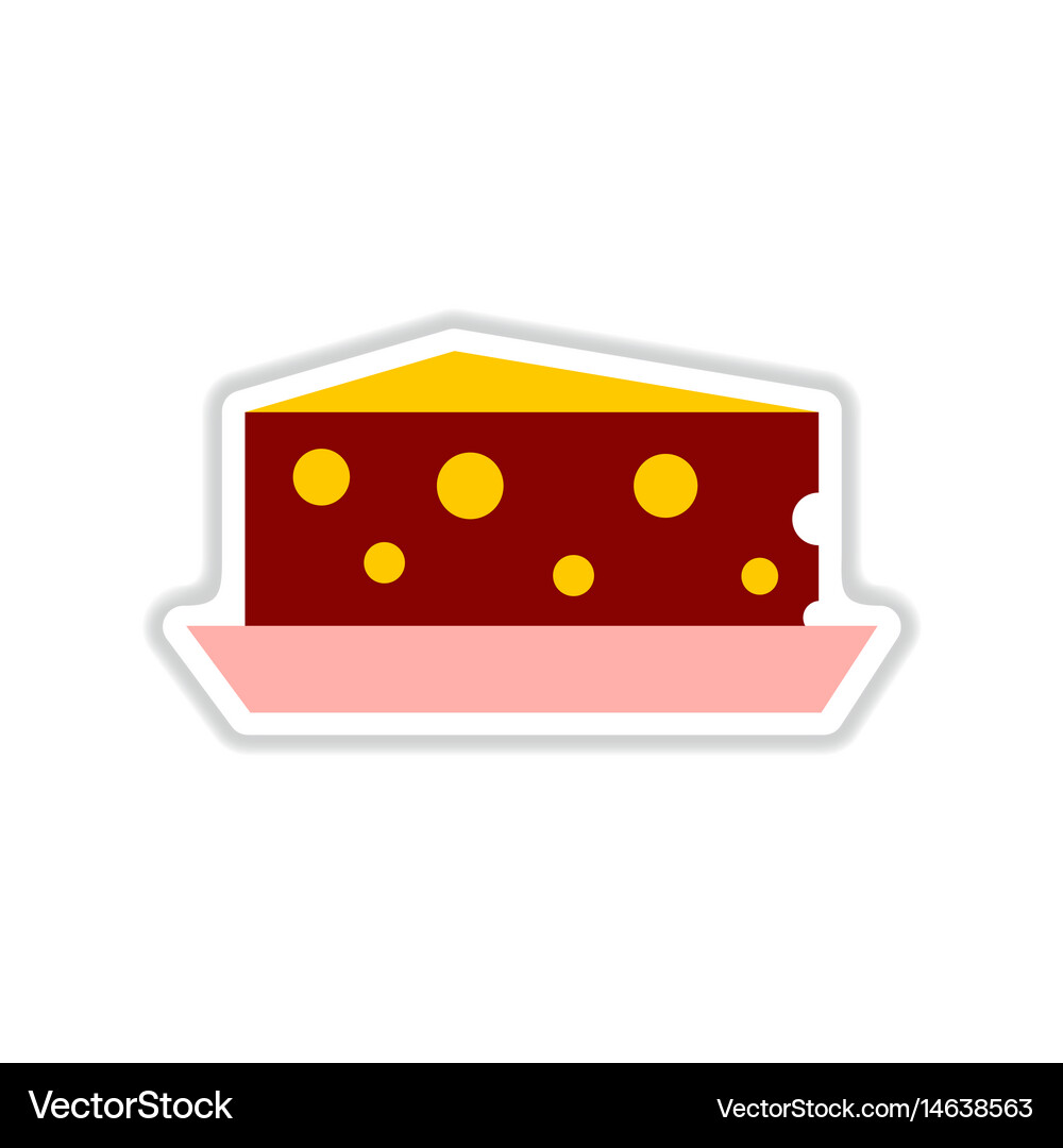 Paper sticker on white background dutch cheese Vector Image