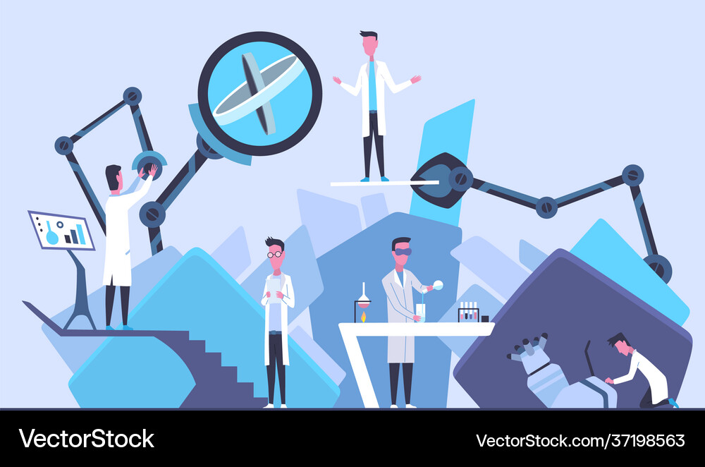 Scientists in laboratory males in lab concept who Vector Image