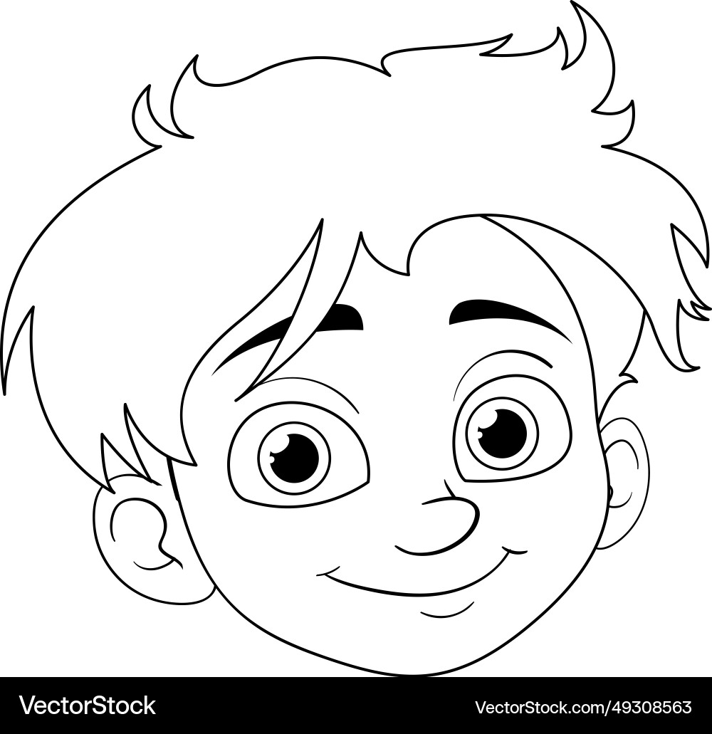 Smiling cartoon boy with doodle outline Royalty Free Vector