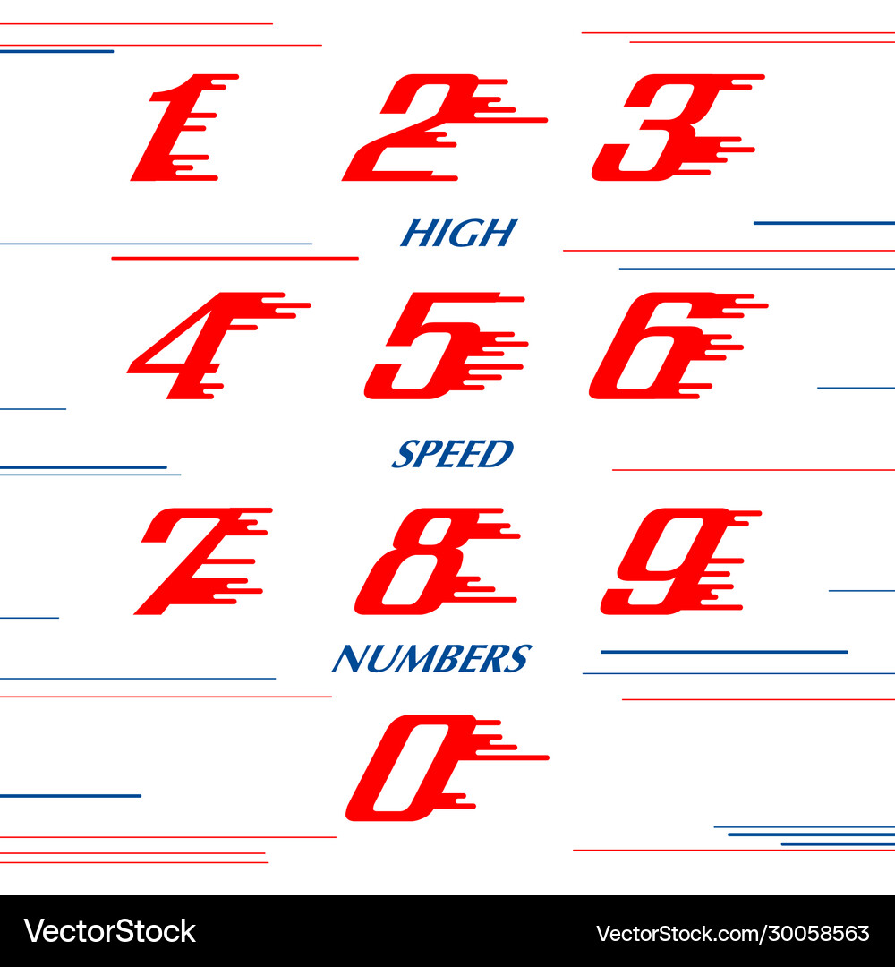 Speed sport numbers set logo design template Vector Image