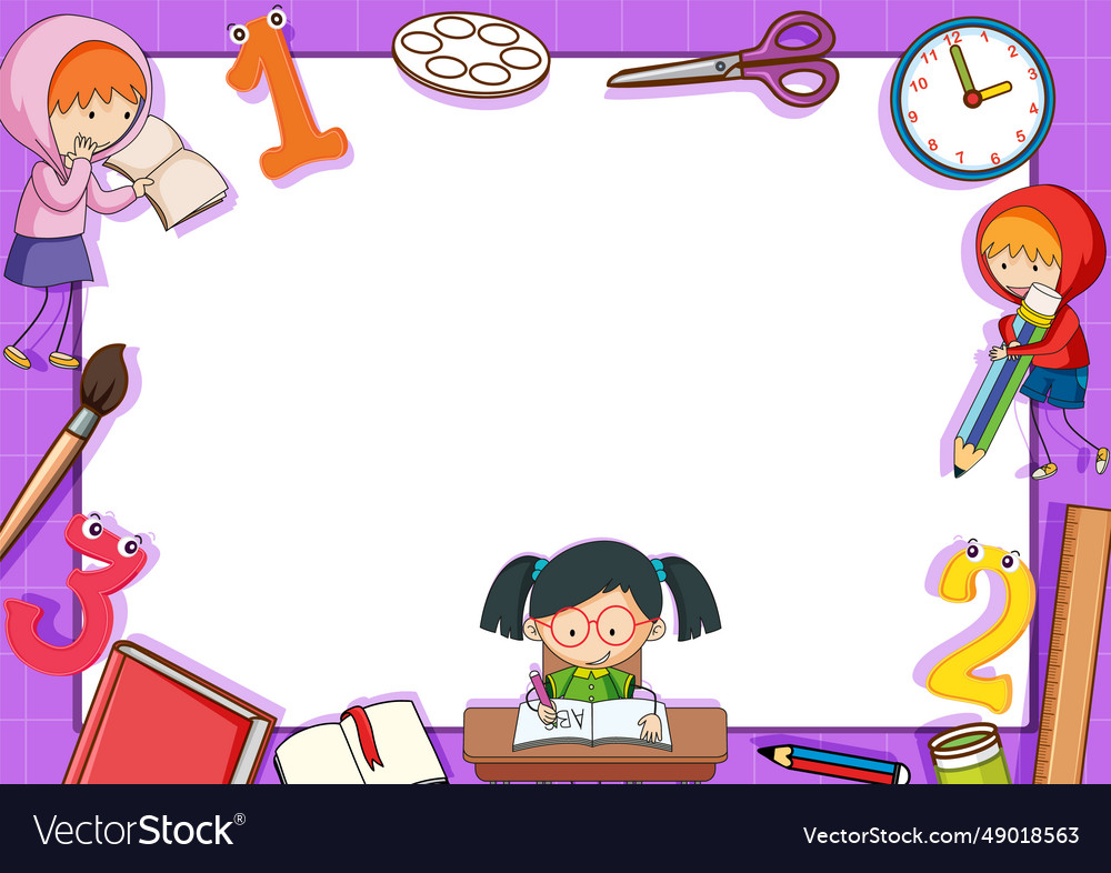 Student learning on border frame template Vector Image