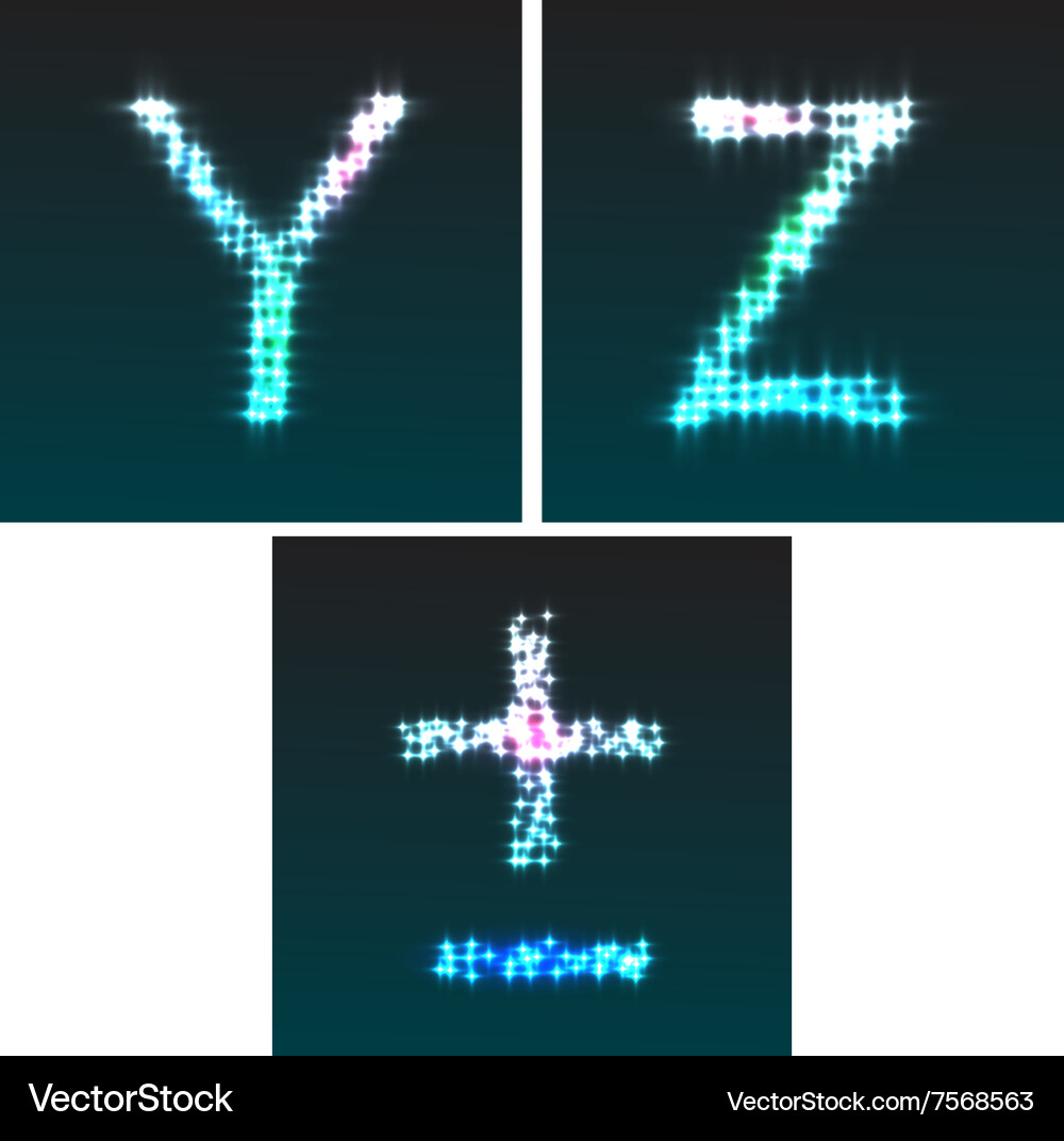 Y z and symbols minus plus Royalty Free Vector Image