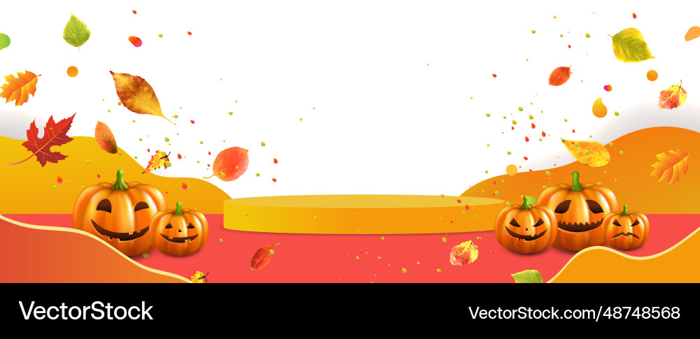 Autumn banner border with leaves Royalty Free Vector Image