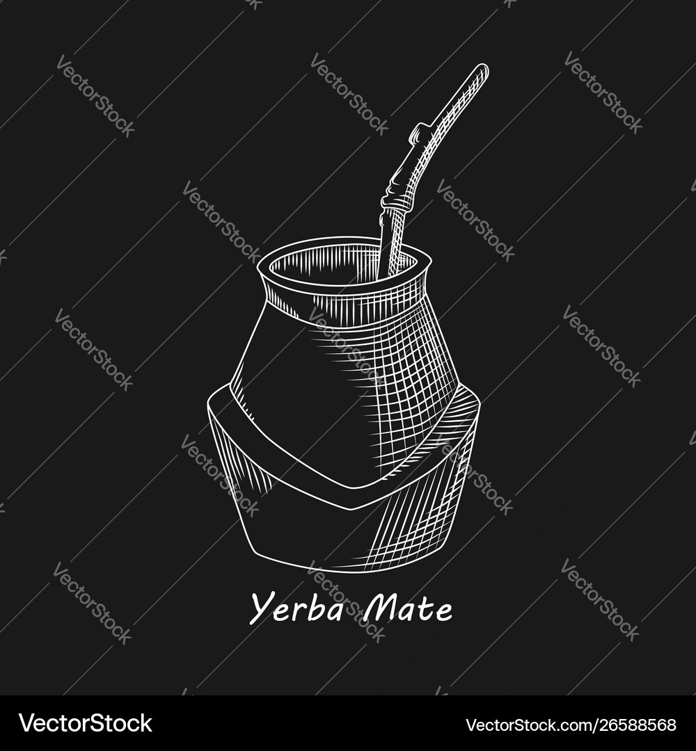 Calabash for yerba mate drink on black background Vector Image