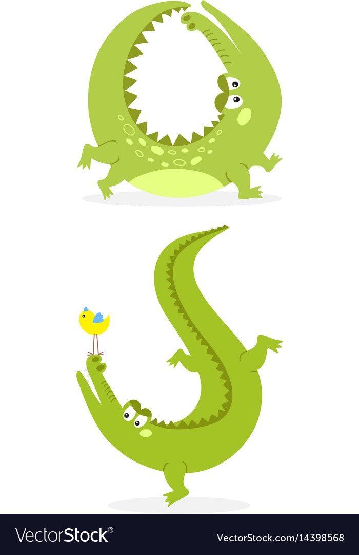 Cartoon green crocodile funny predator australian Vector Image