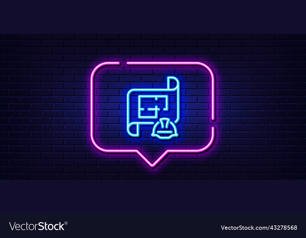 Engineering plan line icon technical Royalty Free Vector