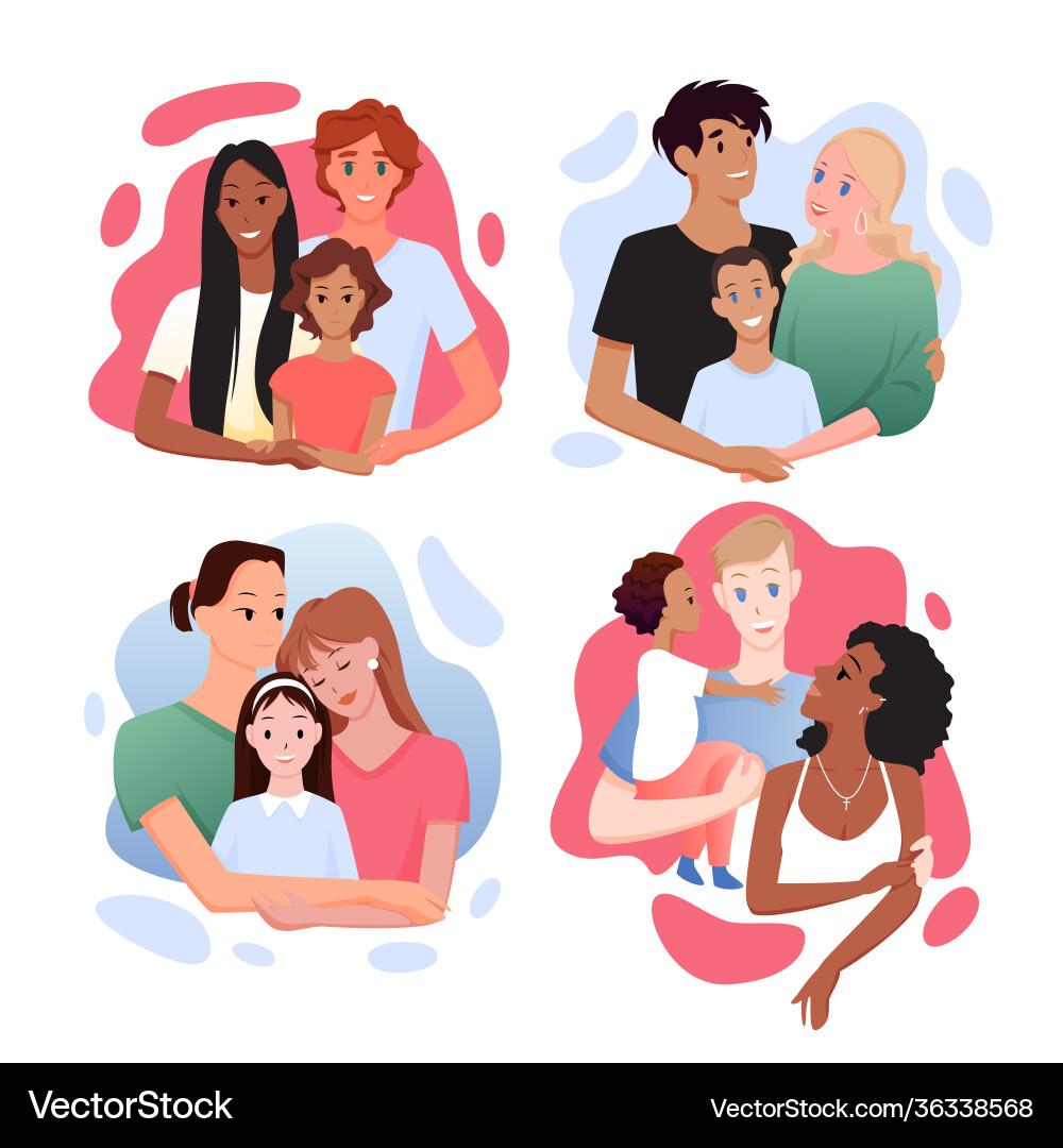 Family with different nationality set father Vector Image
