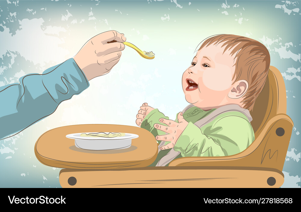 Feeding child complementary foods medical Vector Image