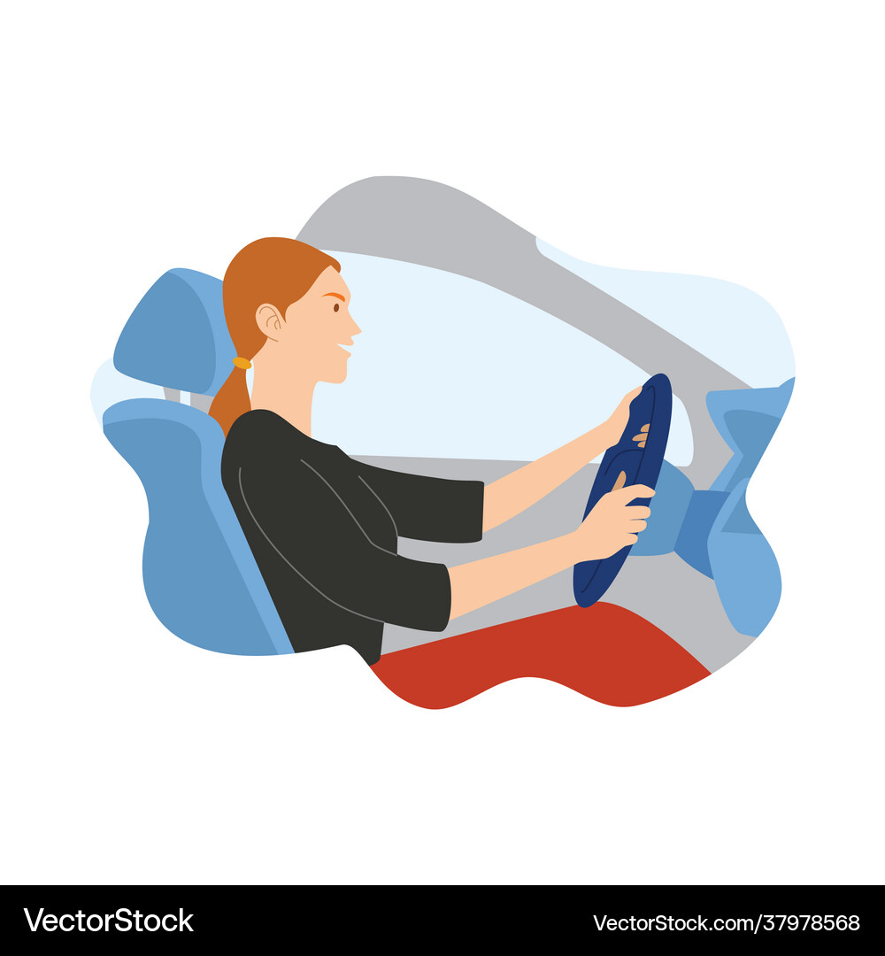 Girl driving a car Royalty Free Vector Image - VectorStock