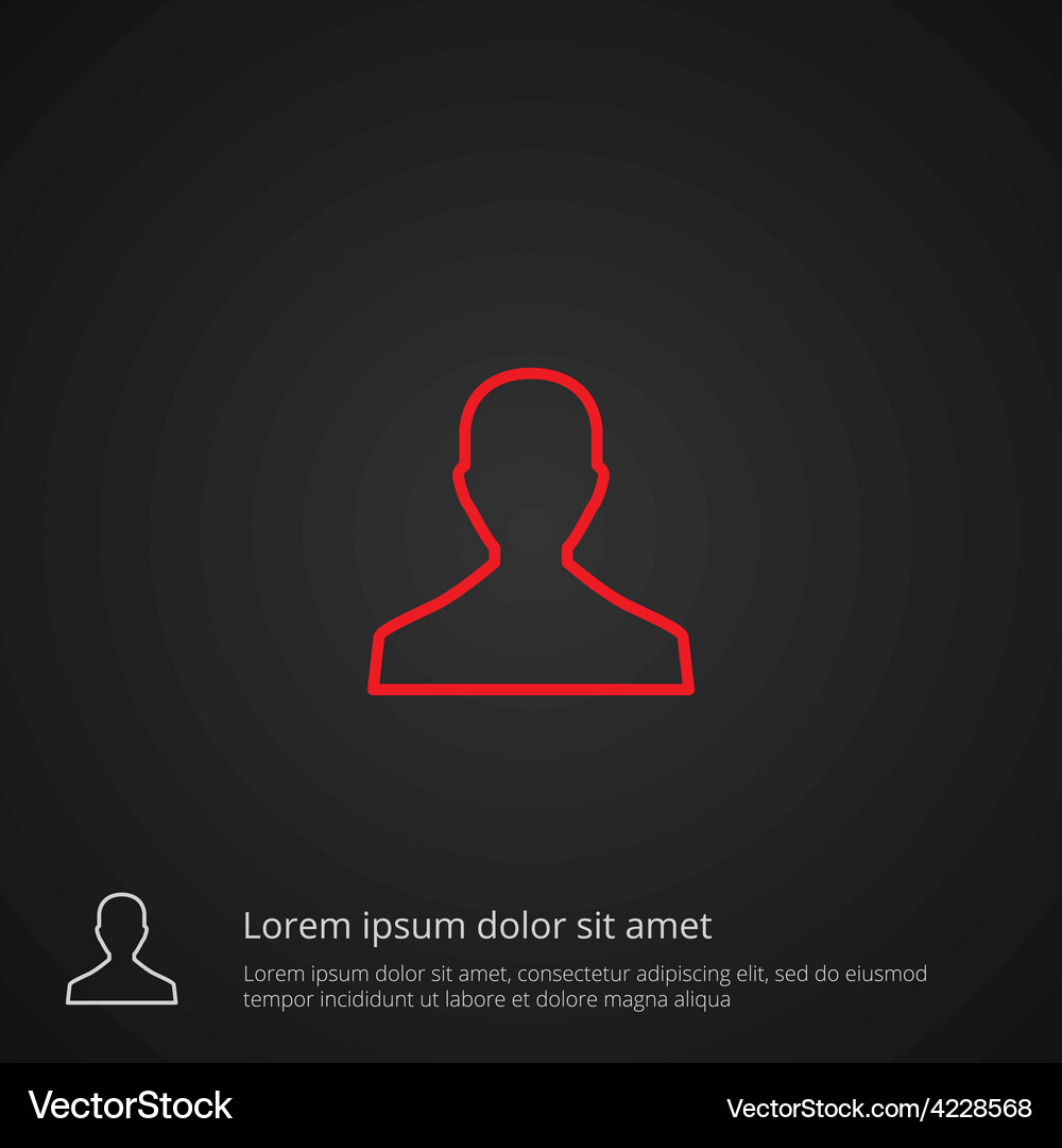 Male profile outline thin symbol red on dark Vector Image