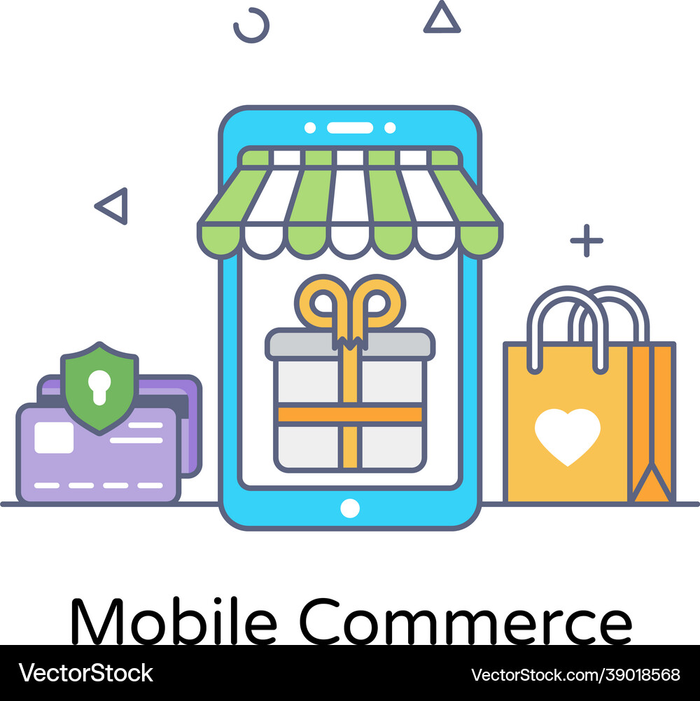 Mobile Commerce Royalty Free Vector Image Vectorstock