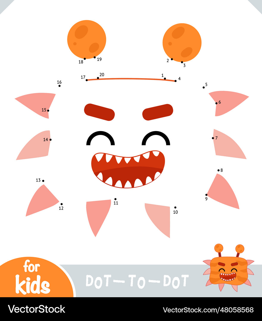 Numbers game dot to for children cute Royalty Free Vector