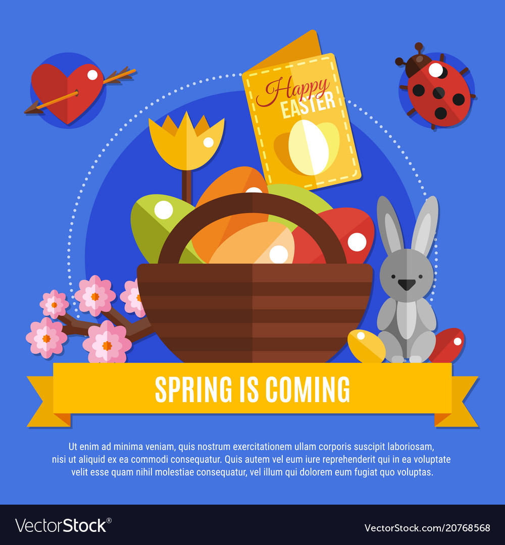 Spring easter flat concept Royalty Free Vector Image