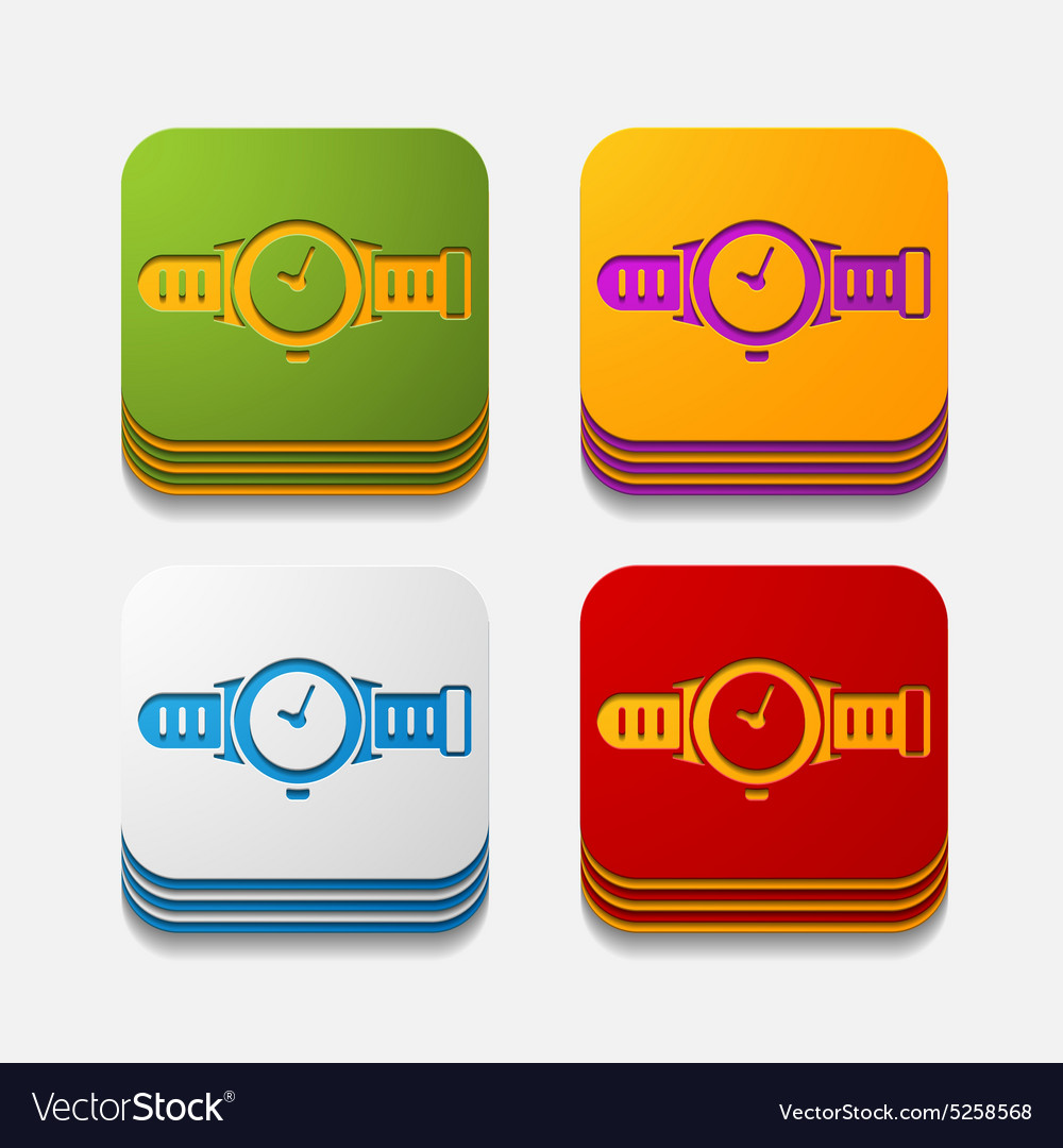 Square button watch Royalty Free Vector Image - VectorStock