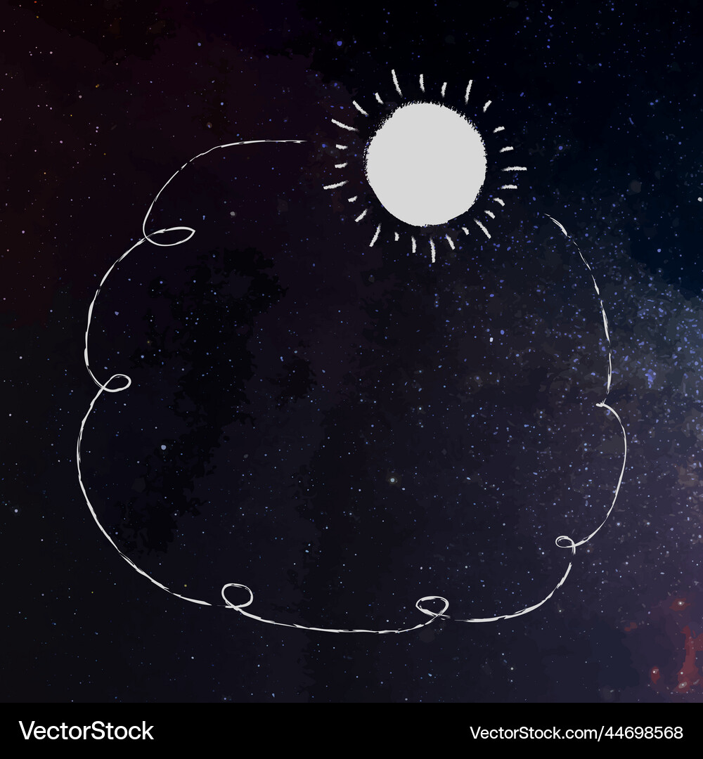 Sun decorated minimal line art frame Royalty Free Vector