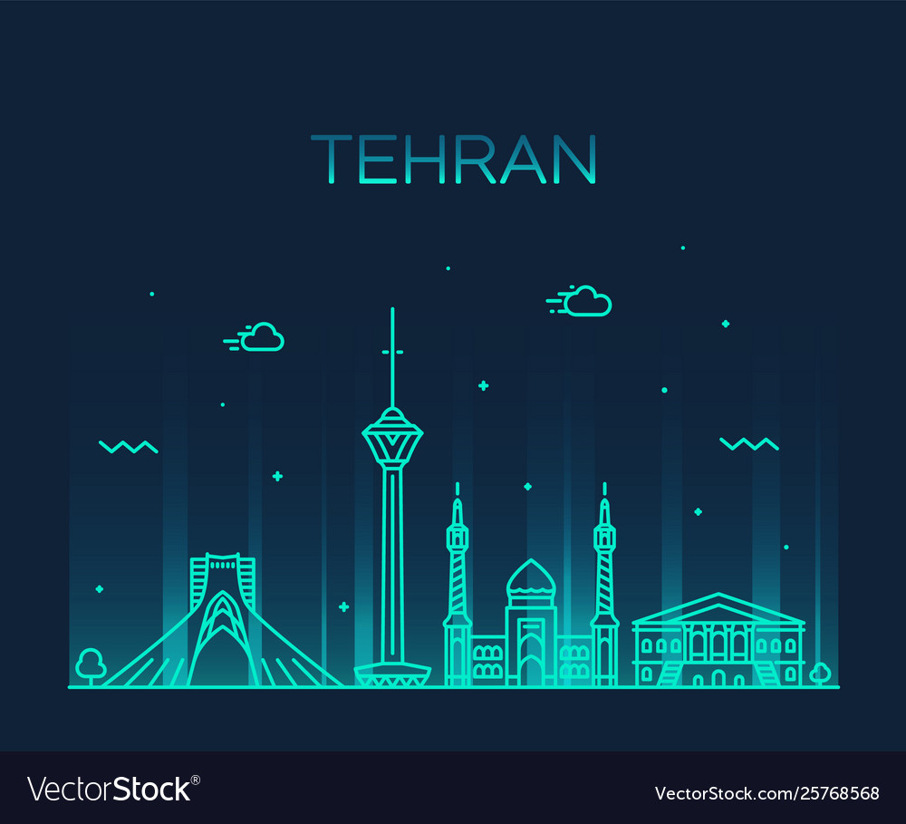 Tehran skyline iran trendy linear style Royalty Free Vector