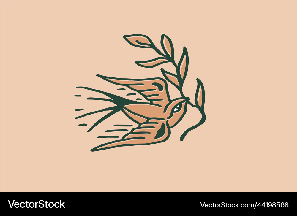 Traditional bird vintage style hand drawn Vector Image