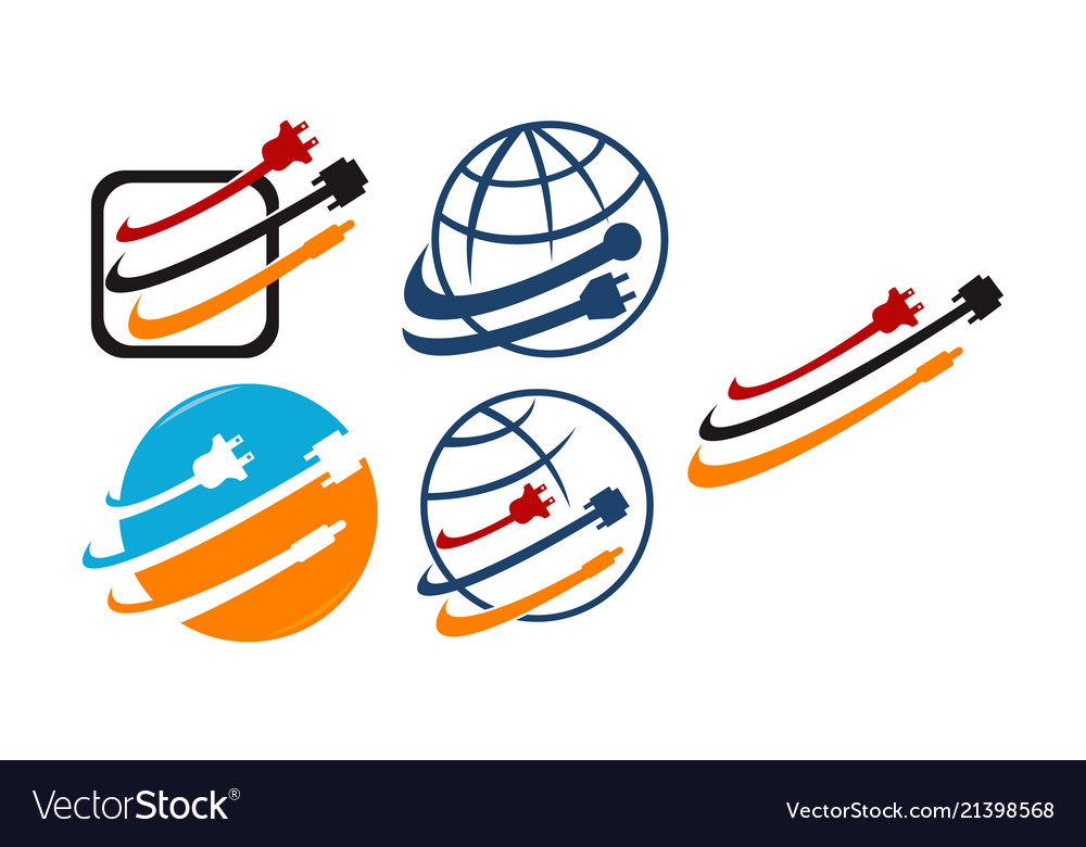 World computer cable set Royalty Free Vector Image